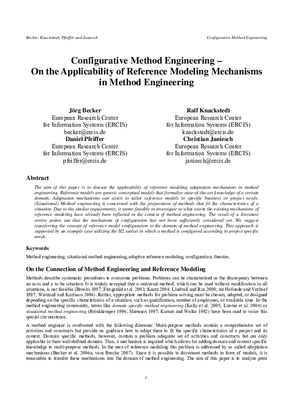 (PDF) Configurative method engineering–on the applicability of ...