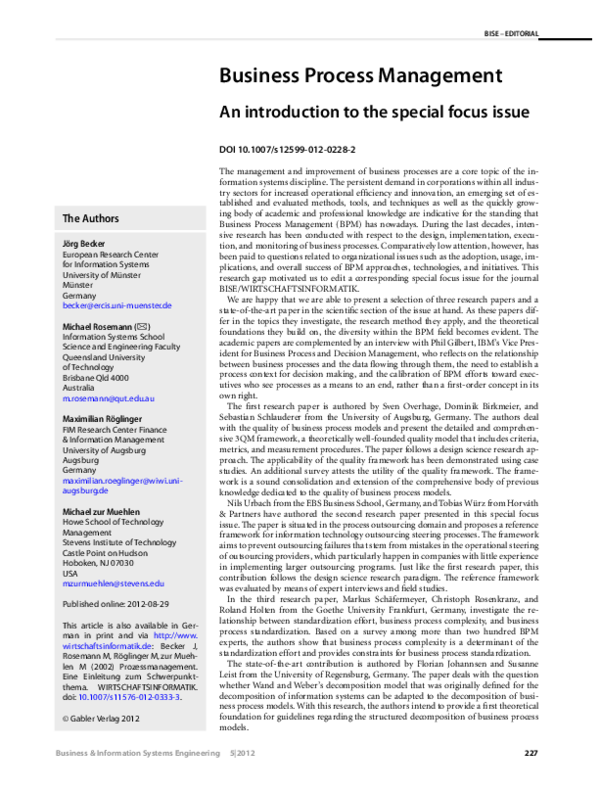 (PDF) Business Process Management