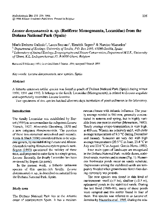(PDF) Lecane donyanaensis n. sp. (Rotifera: Monogononta, Lecanidae ...