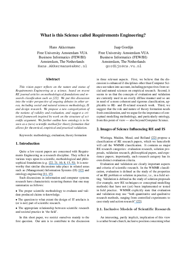 (PDF) What is This Science Called Requirements Engineering?