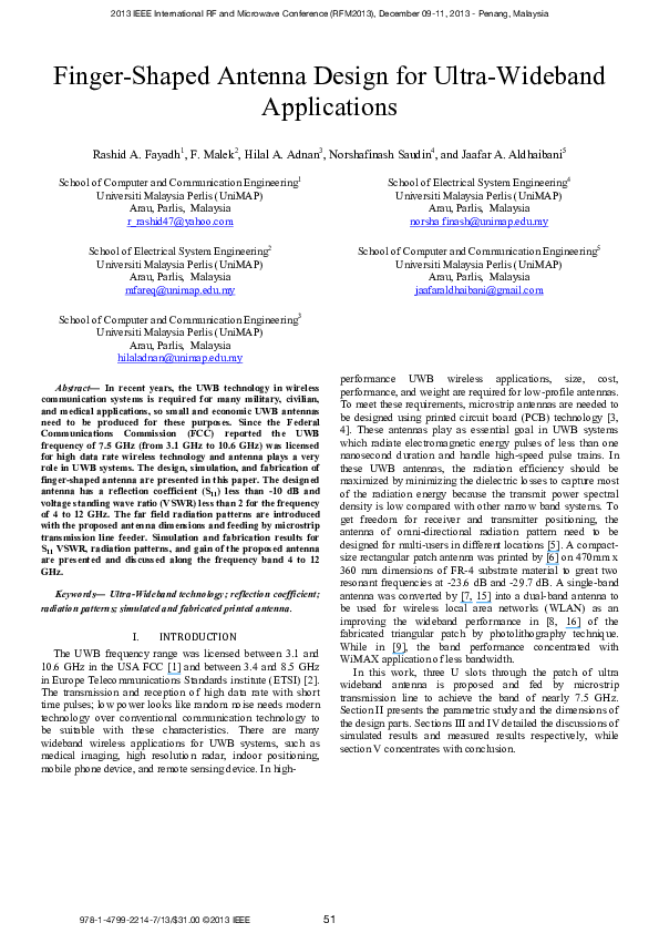 (PDF) Finger-shaped antenna design for ultra-wideband applications