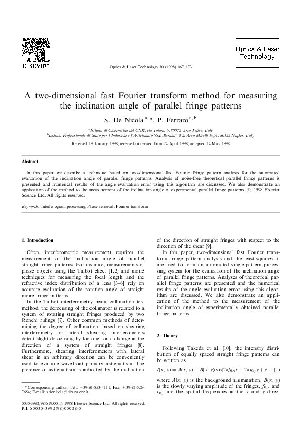 (PDF) A two-dimensional fast Fourier transform method for measuring the inclination angle of ...