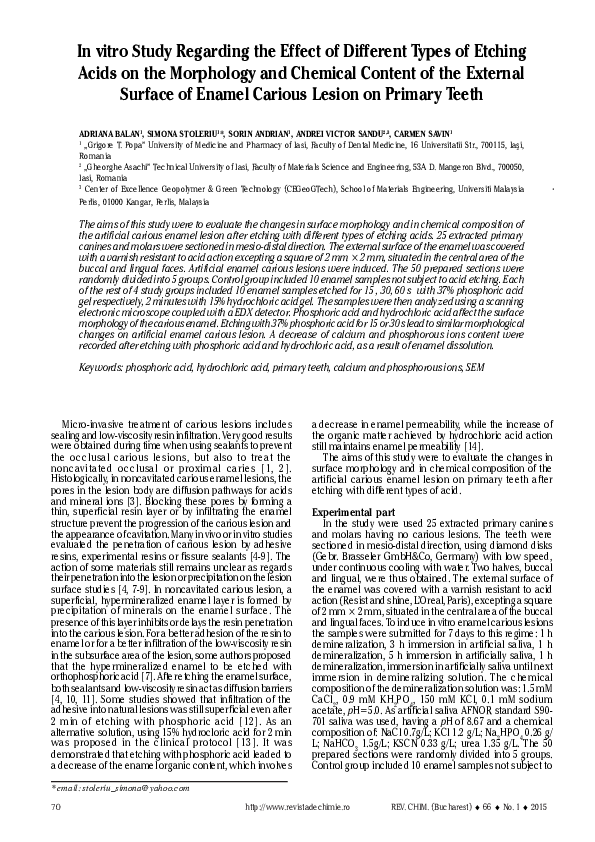 (PDF) Impact of Etching Acids on Primary Teeth Enamel