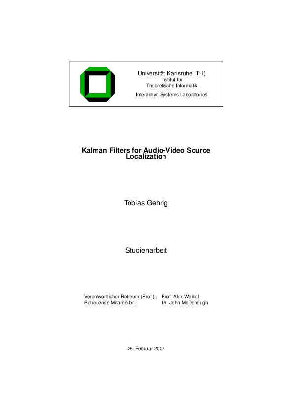 Pdf Audio Video Source Localization Using Kalman Filters