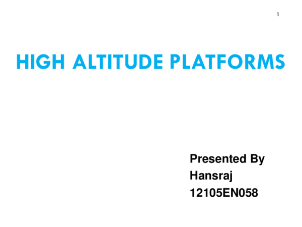 (PDF) HIGH ALTITUDE PLATFORMS