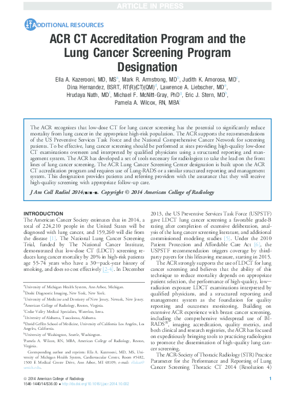 (PDF) ACR CT Accreditation Program and the Lung Cancer Screening ...