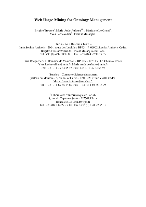 (PDF) Web Usage Mining for Ontology Management