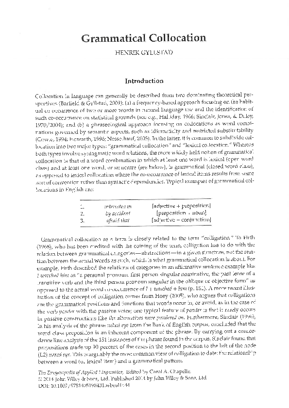 Pdf Grammatical Collocation
