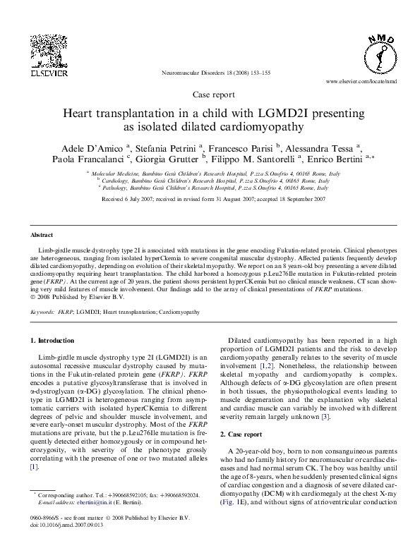 (PDF) Heart transplantation in a child with LGMD2I presenting as ...