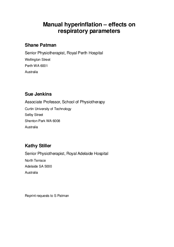 (PDF) Manual hyperinflation — Effects on respiratory parameters