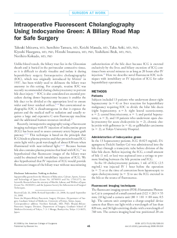 (PDF) Intra-operative fluorescent cholangiography using indocyanin ...