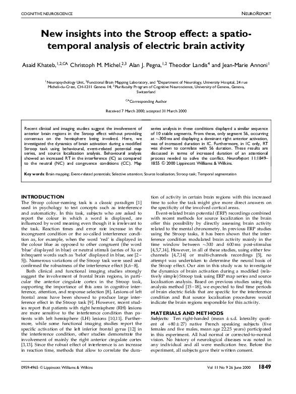 (PDF) New insights into the Stroop effect