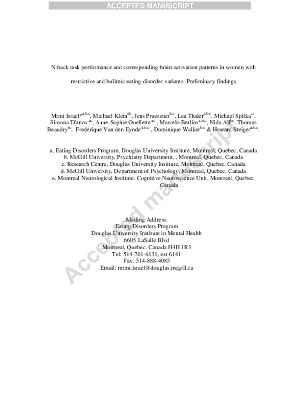 (PDF) N-back task performance and corresponding brain-activation ...