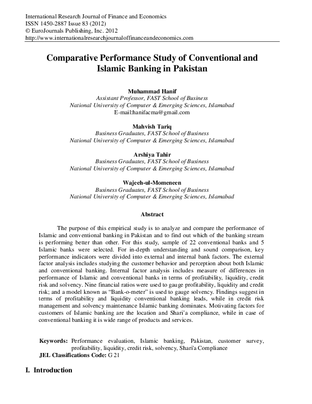 (PDF) Comparative Performance Study of Conventional and Islamic Banking ...