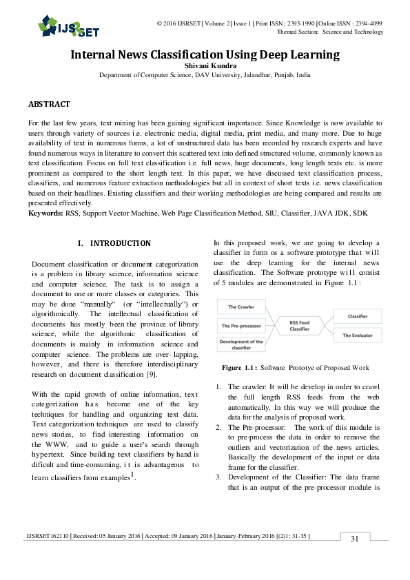 (PDF) Internal News Classification Using Deep Learning