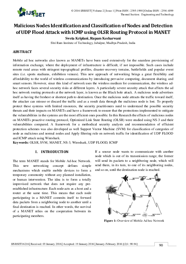 (PDF) Malicious Nodes Identification and Classification of Nodes and Detection of UDP Flood ...