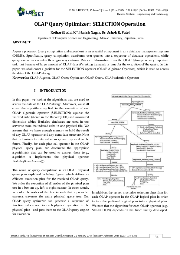 (PDF) OLAP Query Optimizer: SELECTION Operation