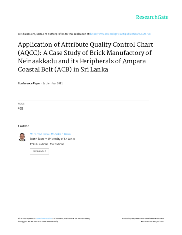 (PDF) Application of Attribute Quality Control Chart (AQCC): A Case ...