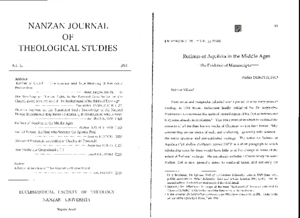 (PDF) Rufinus of Aquileia in the Middle Ages: The Evidence of Manuscripts