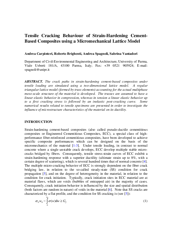 (PDF) Tensile Cracking Behaviour of Strain-Hardening Cement- Based ...