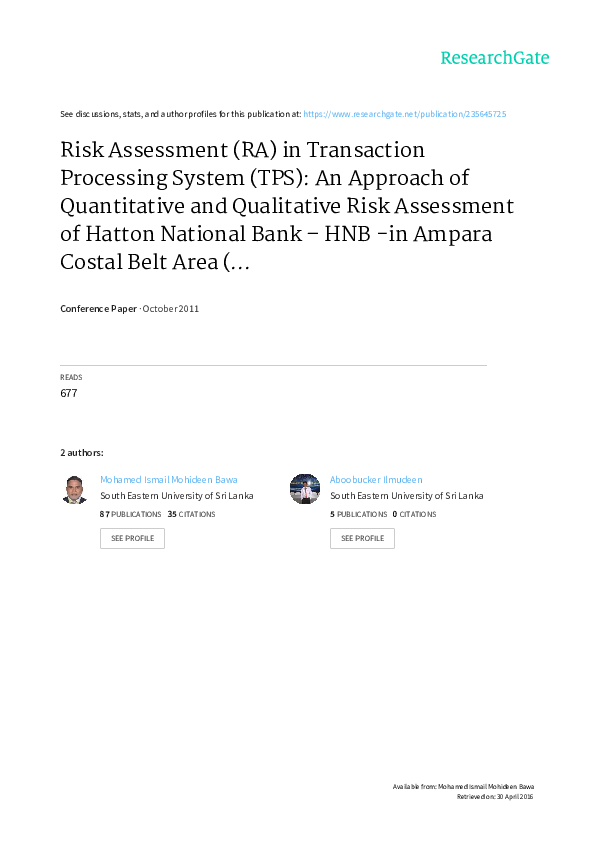 (PDF) Risk Assessment (RA) in Transaction Processing System (TPS): An ...