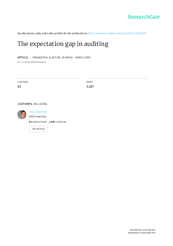 (PDF) The expectation gap in auditing
