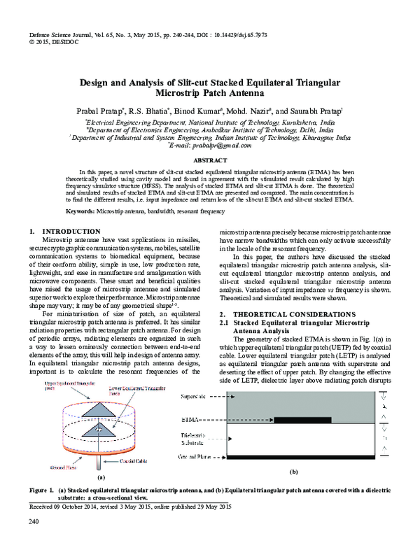 Pdf Design And Analysis Of Slit Cut Stacked Equilateral Triangular