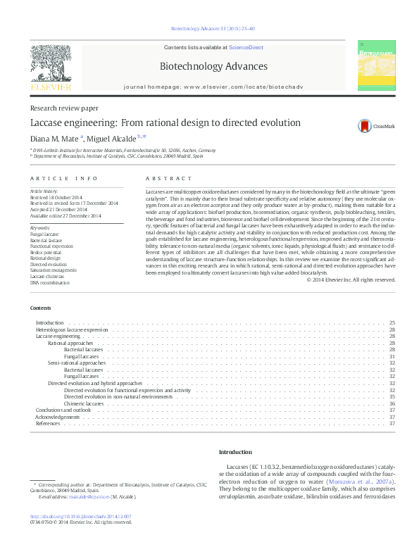(PDF) Laccase engineering: From rational design to directed evolution