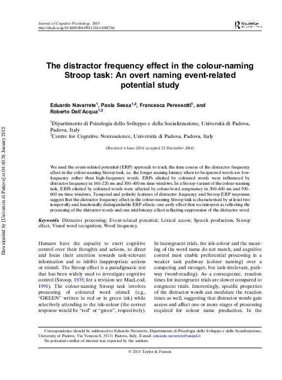 Pdf The Distractor Frequency Effect In The Colour Naming Stroop Task An Overt Naming Event