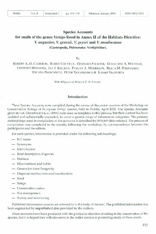 (PDF) Species Accounts for snails of the genus Vertigo listed in the ...