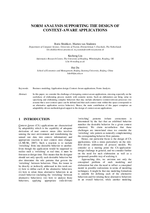 (PDF) Norm analysis supporting the design of context-aware applications