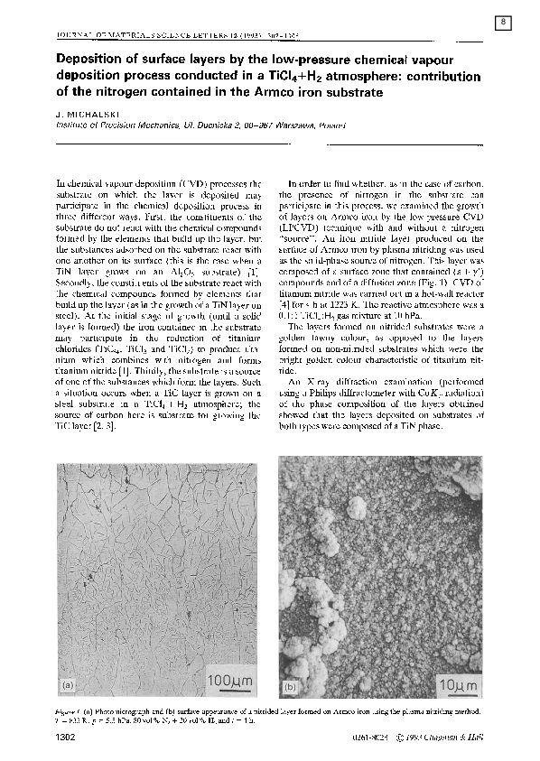 (PDF) Deposition of surface layers by the low-pressure chemical vapour ...