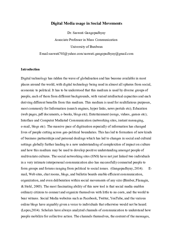 (DOC) Digital Media and Social Movements