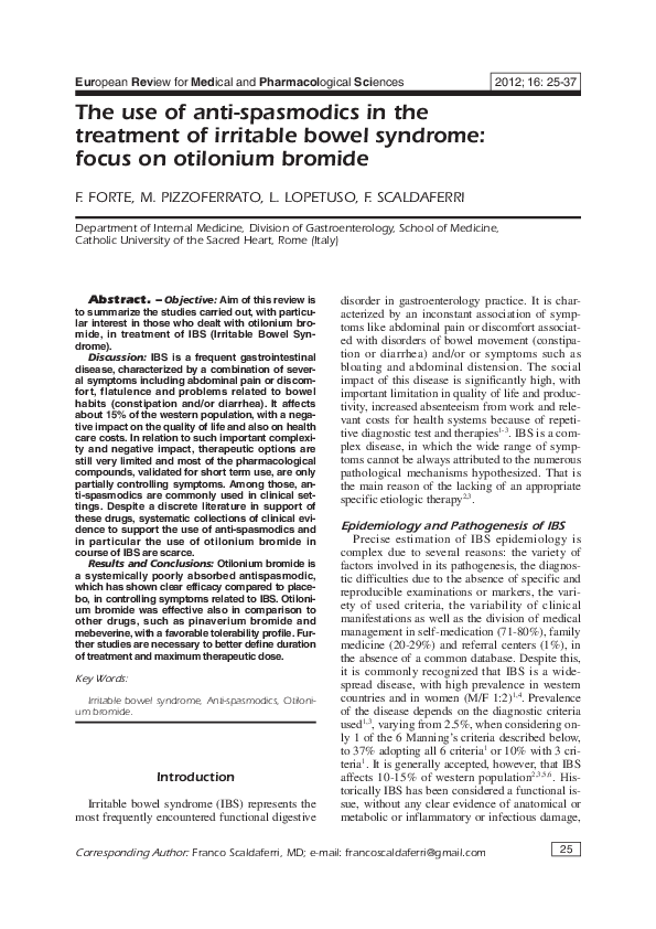 (PDF) The use of anti-spasmodics in the treatment of irritable bowel ...