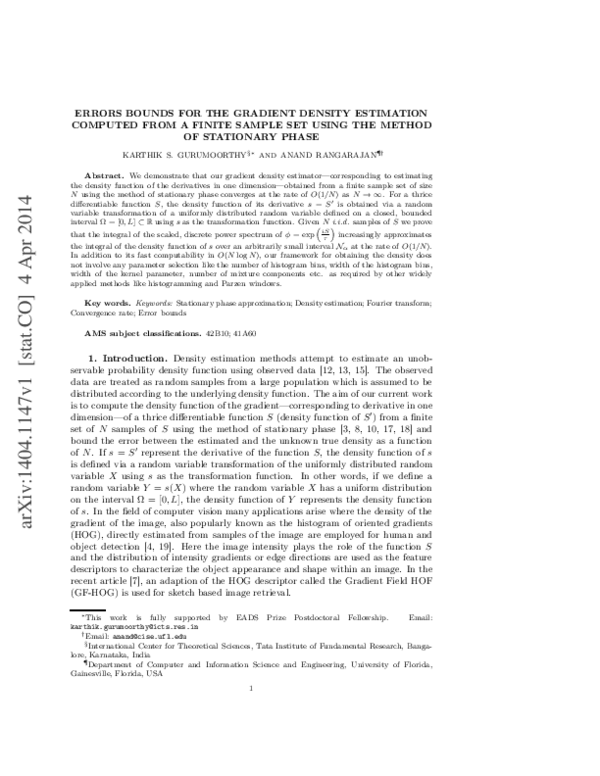 Pdf Errors Bounds For The Gradient Density Estimation Computed From A