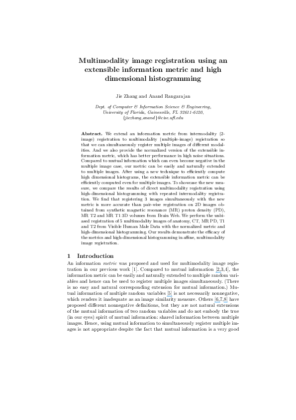 Pdf Multimodality Image Registration Using An Extensible Information