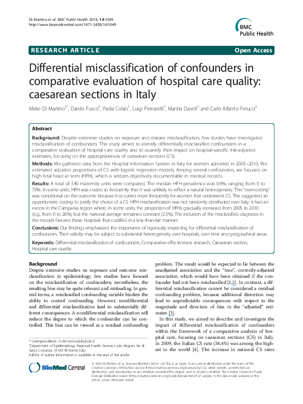 (PDF) Differential misclassification of confounders in comparative ...
