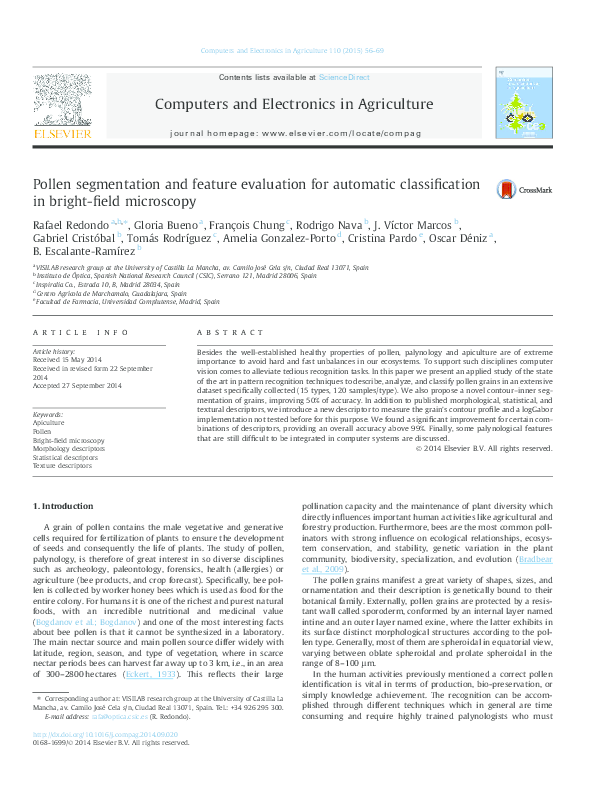 (PDF) Pollen segmentation and feature evaluation for automatic classification in bright-field ...