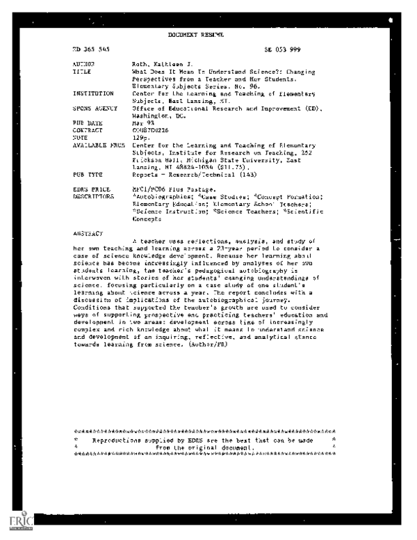 (PDF) What Does It Mean To Understand Science?: Changing Perspectives ...