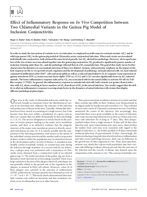 (PDF) Effect of Inflammatory Response on In Vivo Competition between ...