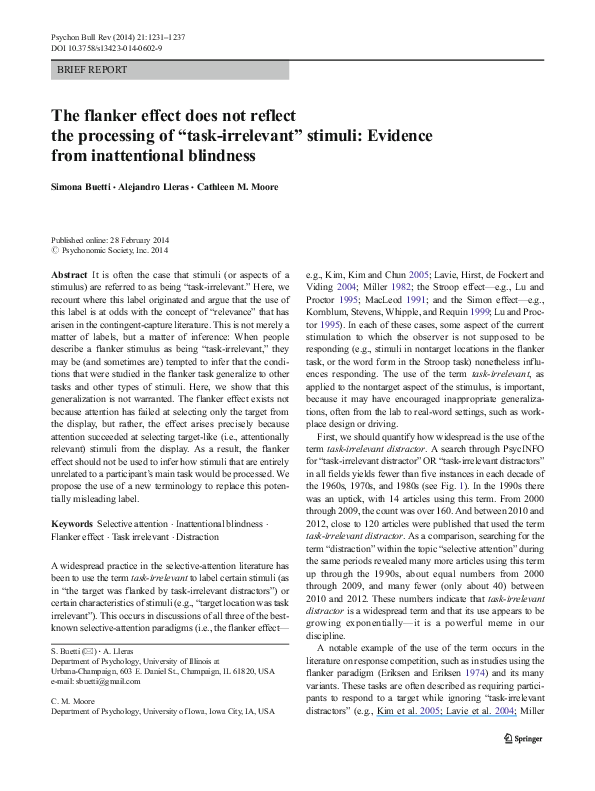 (PDF) The flanker effect does not reflect the processing of “task ...