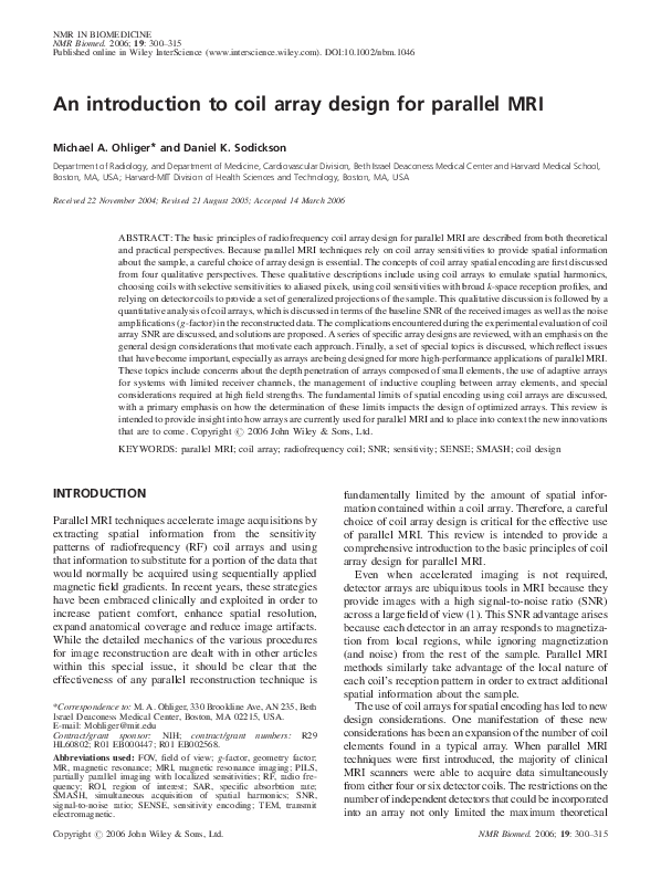 (PDF) An introduction to coil array design for parallel MRI