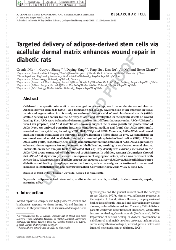 (PDF) Targeted delivery of adipose-derived stem cells via acellular ...