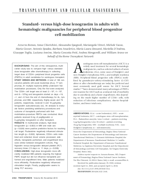 (PDF) Standard- versus high-dose lenograstim in adults with hematologic ...