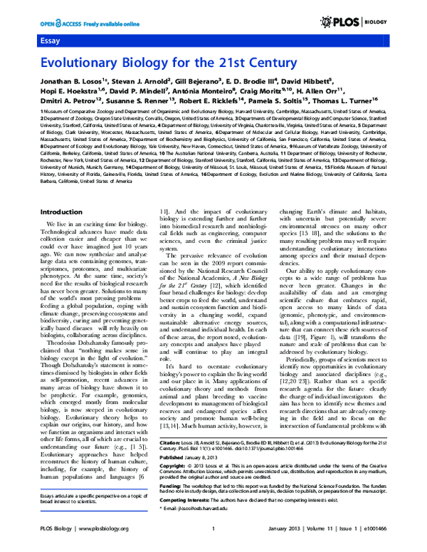 (PDF) Evolutionary Biology for the 21st Century