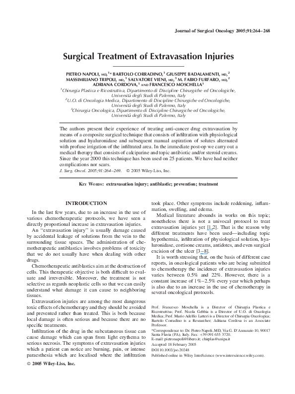 (PDF) Surgical treatment of extravasation injuries