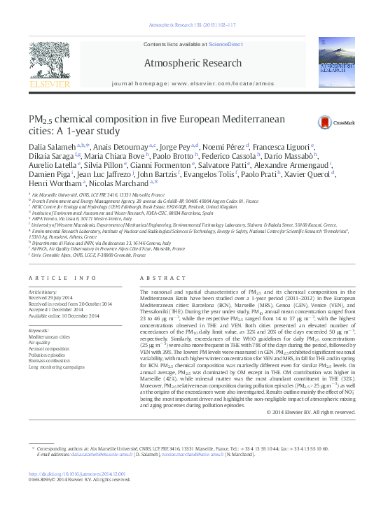(PDF) PM2.5 chemical composition in five European Mediterranean cities ...