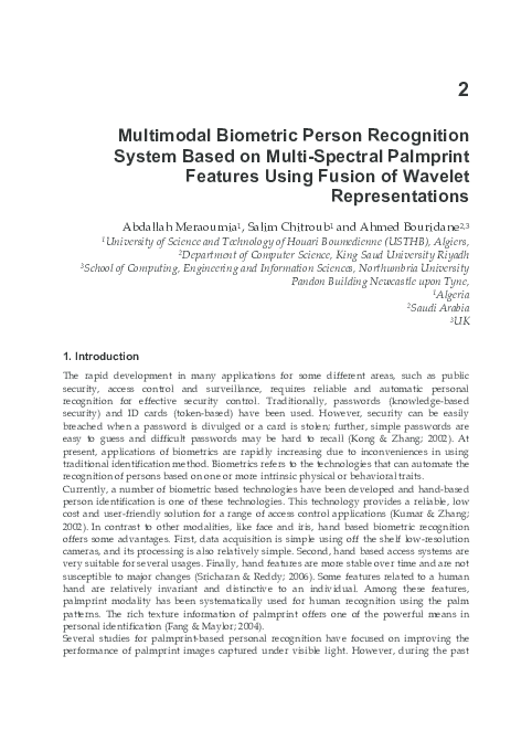 (PDF) Multimodal Biometric Person Recognition System Based on Multi-Spectral Palmprint Features ...
