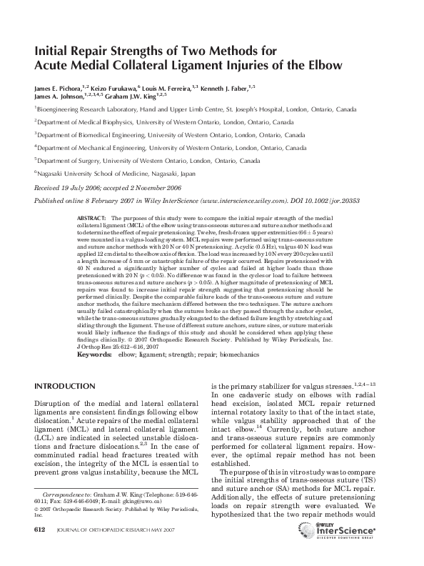 (PDF) Initial repair strengths of two methods for acute medial ...