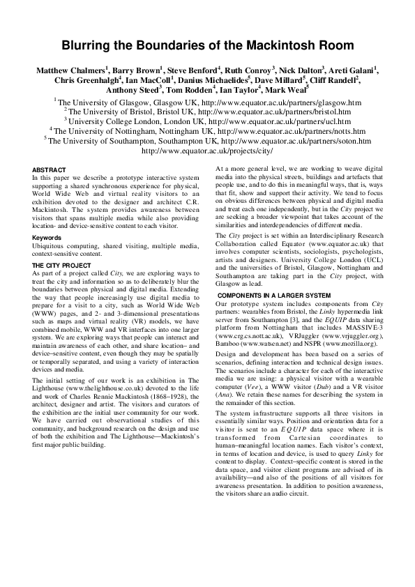 (PDF) Blurring the boundaries of the Mackintosh room